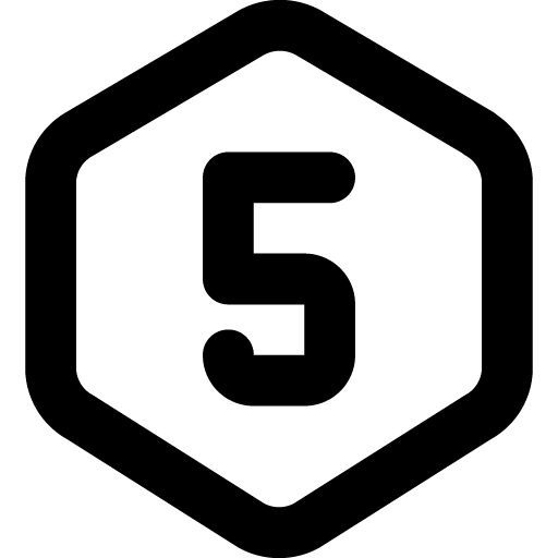 Hexagon number 5 icon svg png free download